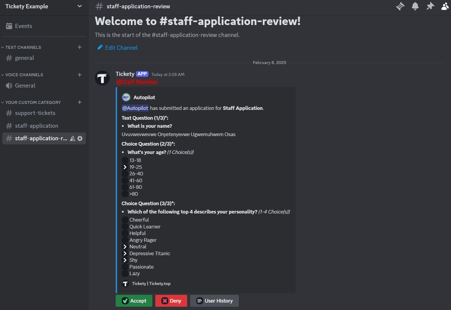 Tickety Documentation | Making a Basic Application Panel