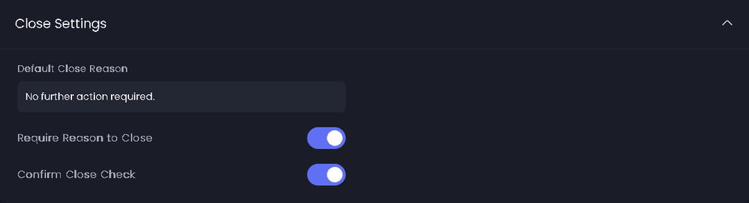 Close Ticket Settings