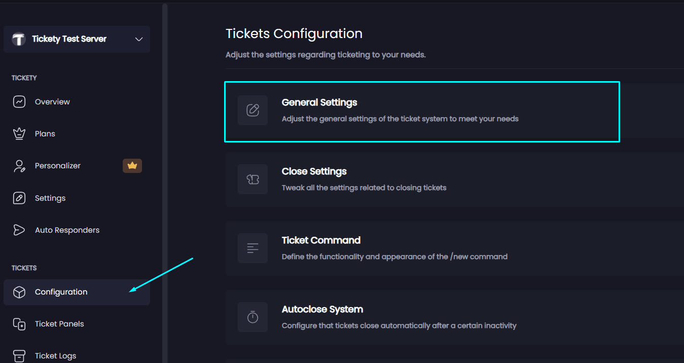 Tickety Documentation | General Settings